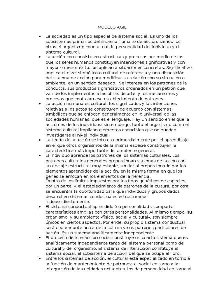 El Modelo AGIL - Parsons | PDF | Sociedad | Comunidad