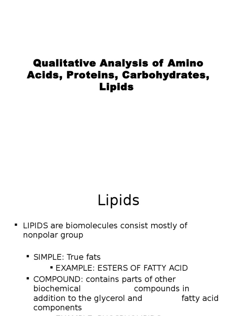 Qualitative Analysis of Amino Acids and Proteins and Carbohydrates and ...