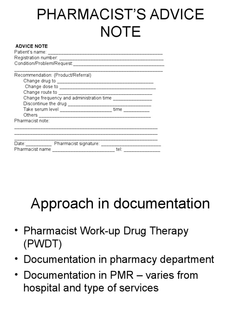 Pharmacist Note | PDF
