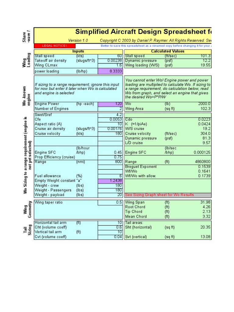 Homebuild Aircraft Design Spreadsheet | Landing Gear | Aerospace