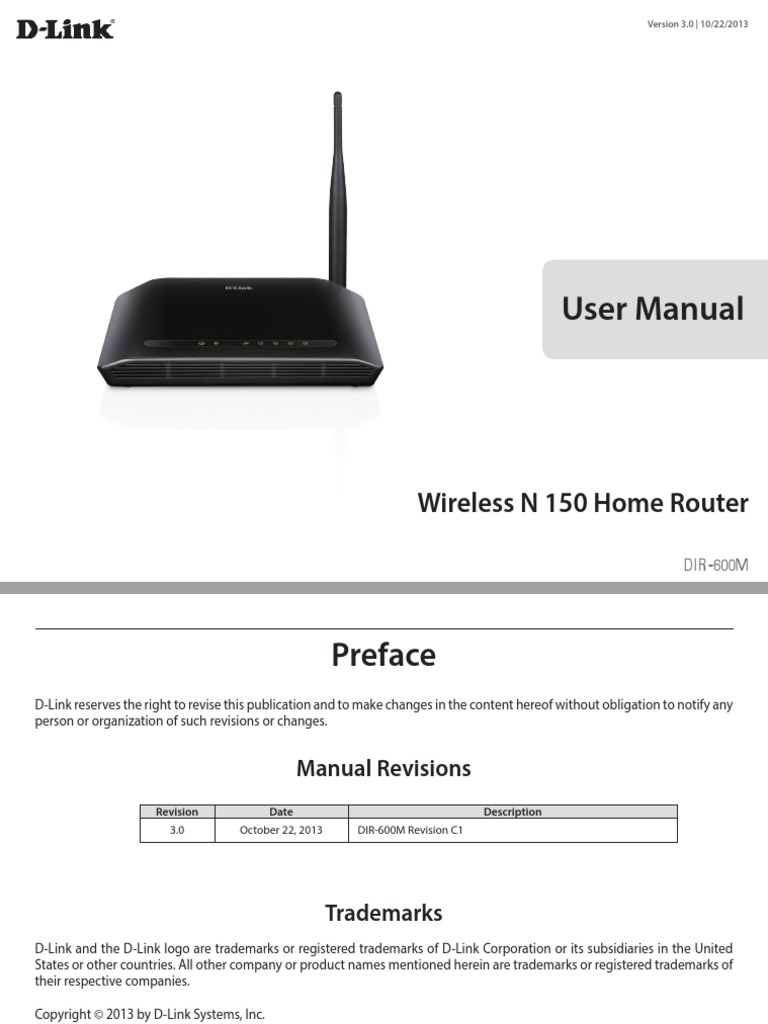 DIR-600M C1 Manual v3.00 (DI) | PDF | Ip Address | Wireless Lan