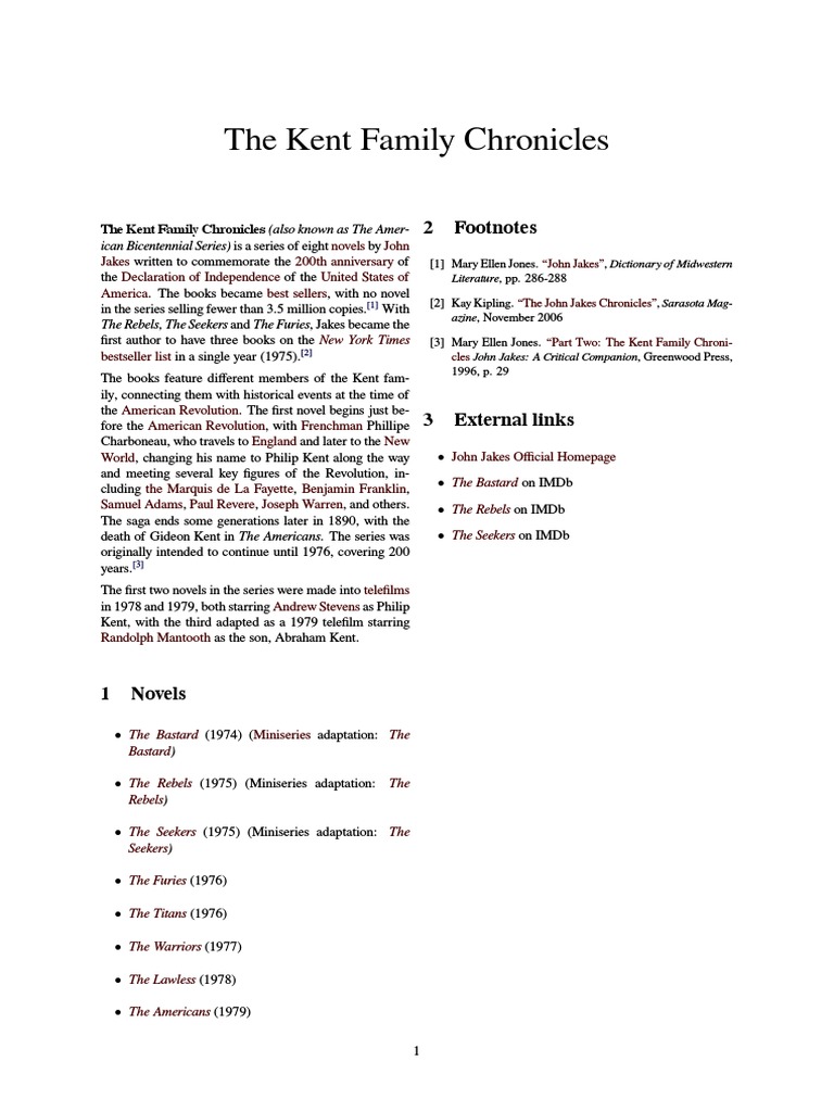 The Kent Family Chronicles | PDF | American Revolution | Novels Based ...