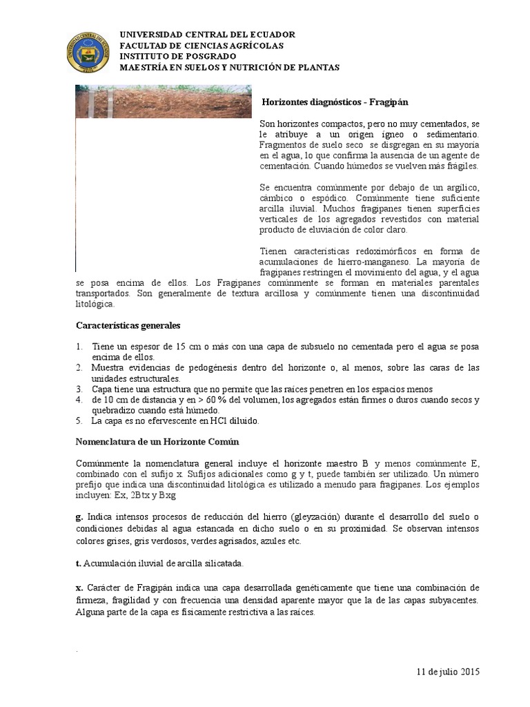 Carcteristicas Del Fragipan | PDF | Suelo | Materiales naturales