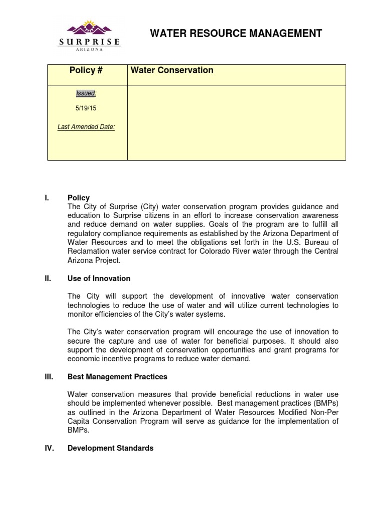 Water Conservation Policy Final 5-19-15 | PDF | Water Conservation ...
