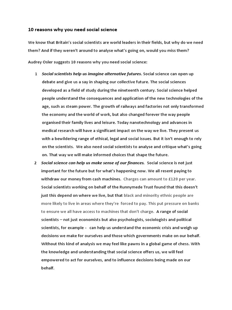 10 Reasons Why You Need Social Science Audrey Ostler PDF | PDF | Social ...