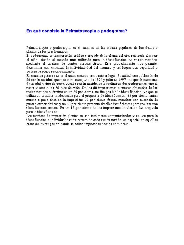 En Qué Consiste La Pelmatoscopia o Podograma | PDF