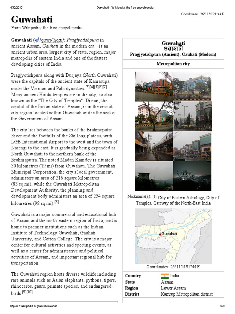 Guwahati - Wikipedia, The Free Encyclopedia PDF | PDF | Transport ...