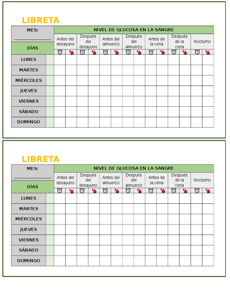 Registro mensual de glucosa en sangre | PDF