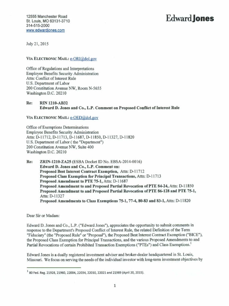 Edward Jones Comment Letter
