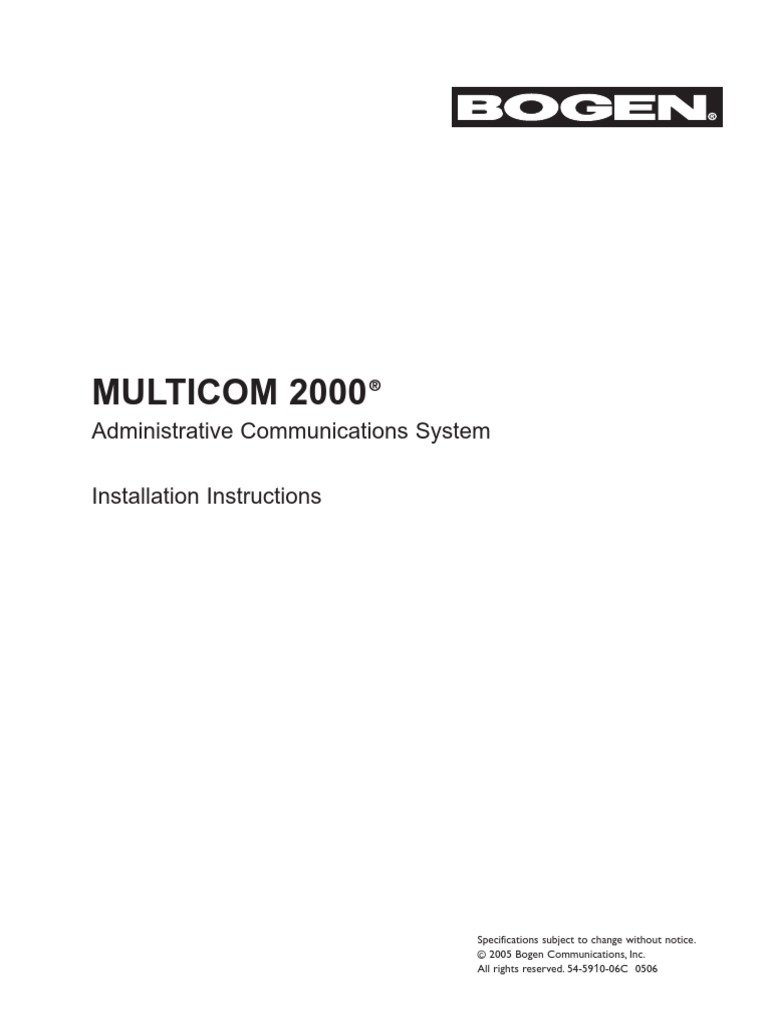 Bogen MC2k Install Manual | PDF | Electrical Connector | Power Supply