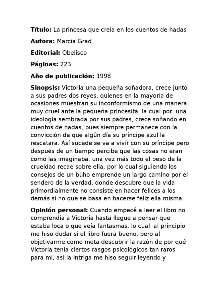 La Princesa Que Creía en Cuentos de Adas | PDF | Cuentos de hadas