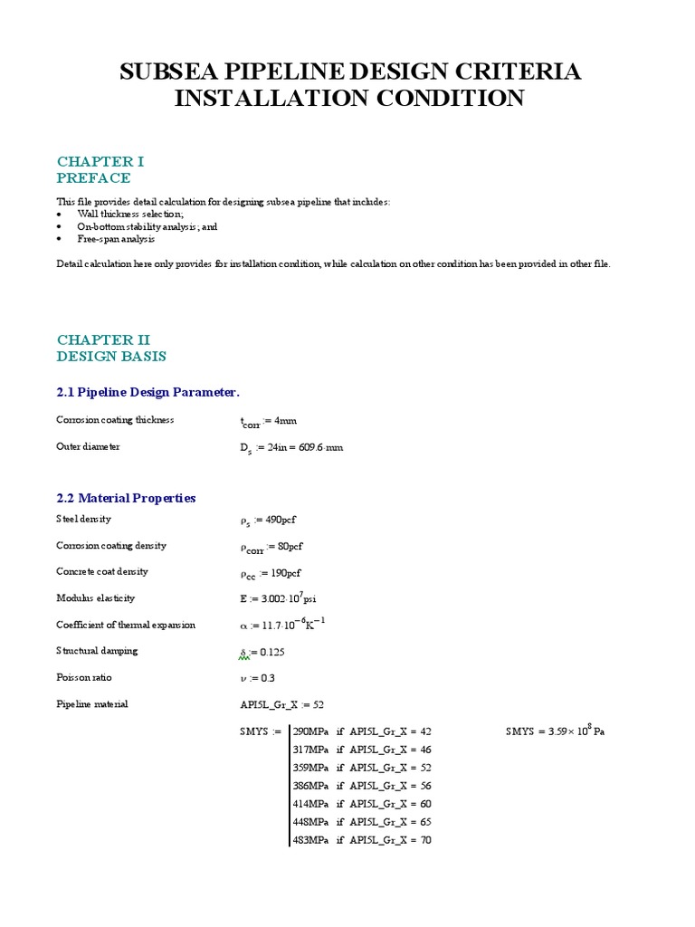 Subsea Pipeline Design Criteria | PDF | Stress (Mechanics) | Buckling