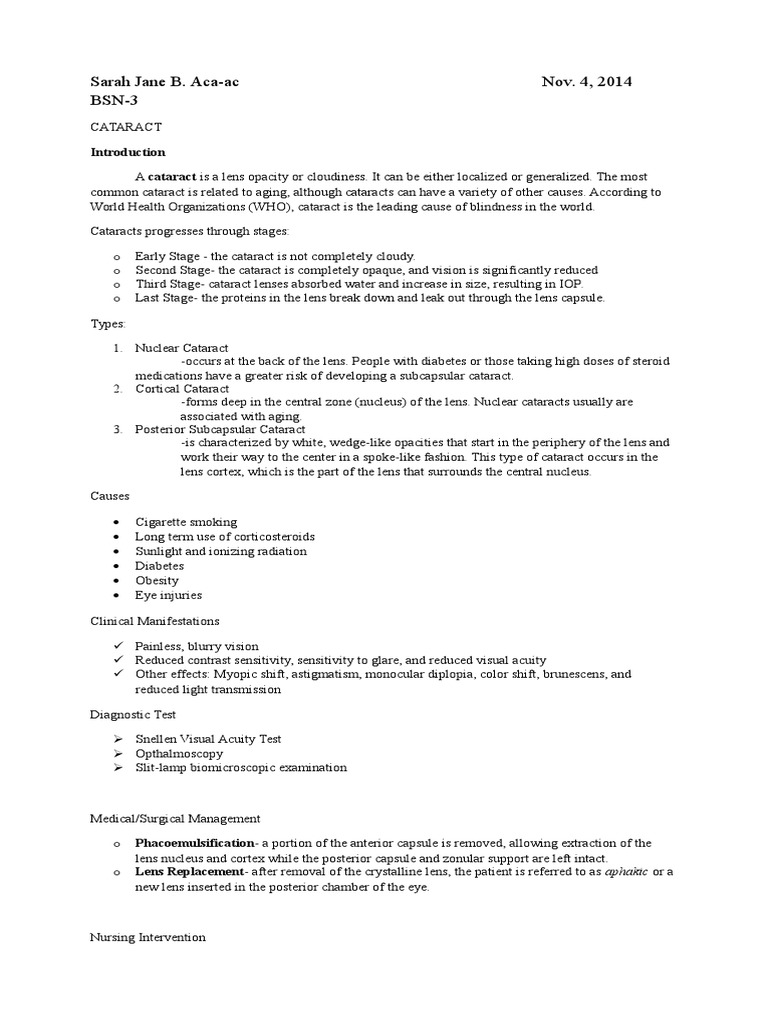 Cataract | PDF | Cataract | Eye