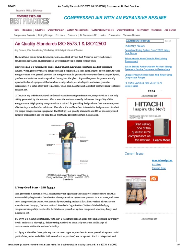 Air Quality Standards ISO 8573 | Adsorption | Filtration