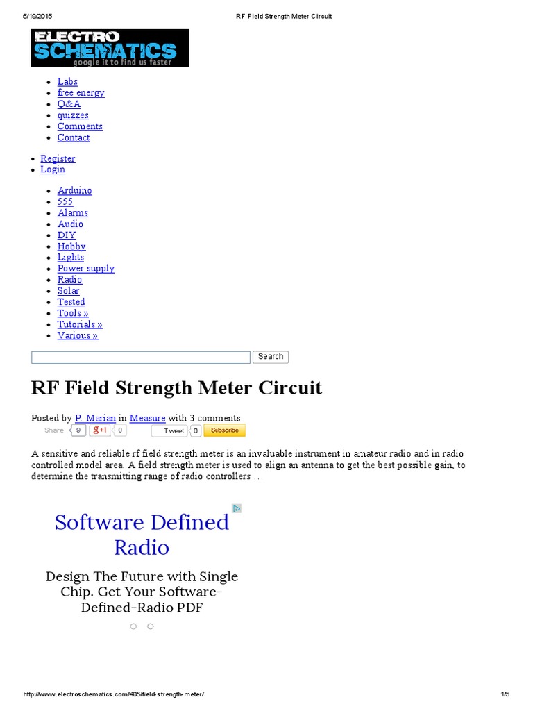 RF Field Strength Meter Circuit | PDF | Radio | Amplifier