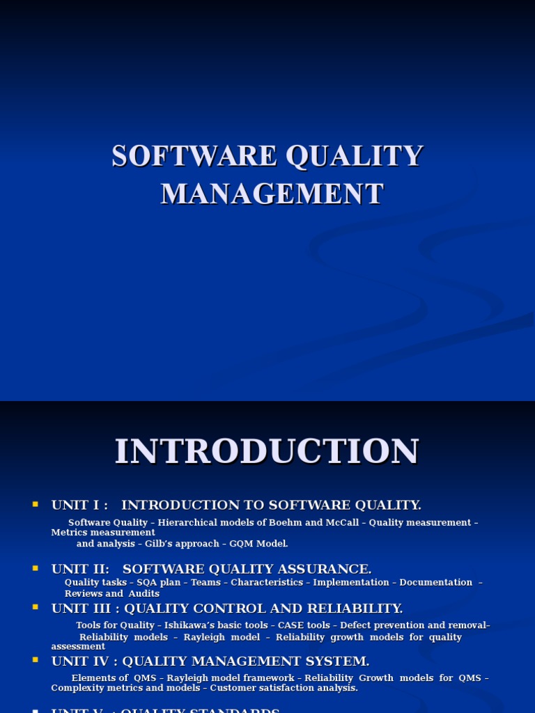 Introduction To Software Quality | PDF | Software Quality | Reliability ...