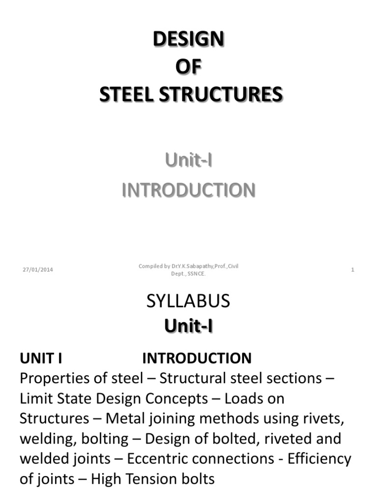 Design of Steel Structures Presentation of Lecturenotes | PDF | Steel ...