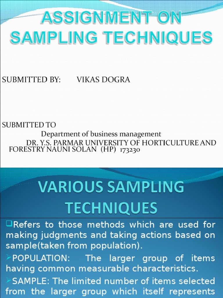Various Sampling Techniques | PDF | Sampling (Statistics) | Probability ...