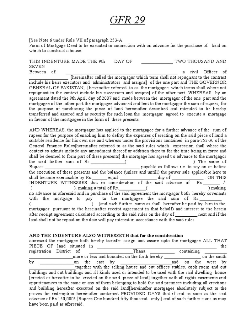 GFR 29 | Mortgage Law | Property