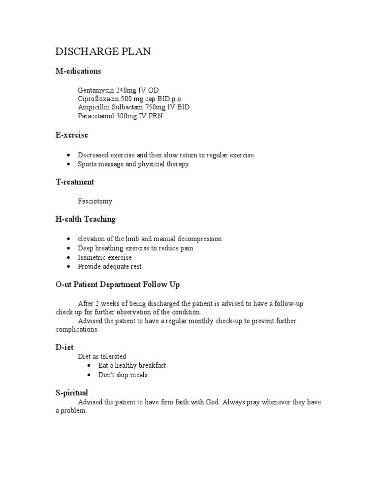Discharge Plan | PDF