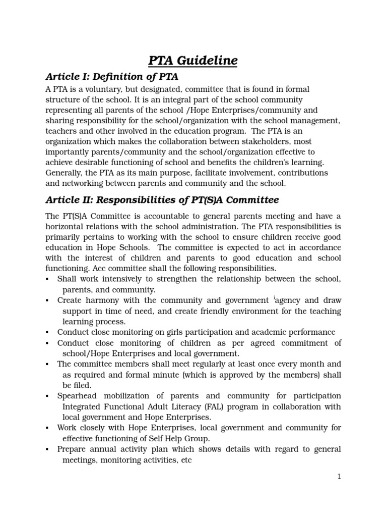 PTA Guidelines for School Engagement | PDF | Public Sphere | Government
