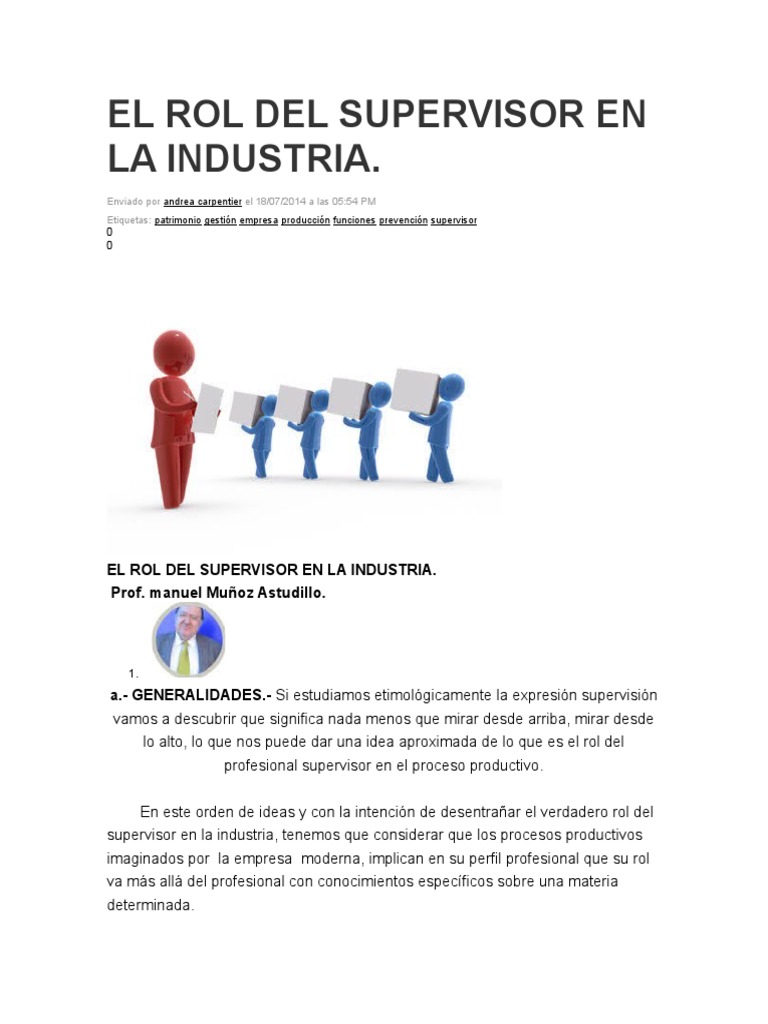 El Rol Del Supervisor en La Industria | PDF | Minería | Seguridad y ...