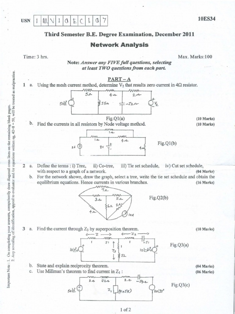 Network Analysis December 2011 Pdf Network Analysis Electrical