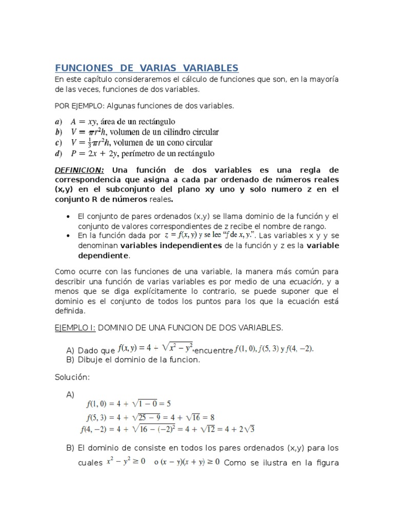 Funciones de Varias Variables | PDF | Derivado | Función (Matemáticas)
