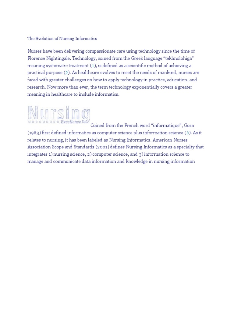 EXTRA!!! The Evolution of Nursing Informatics | PDF | Health ...