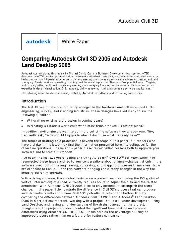 Comparing Autodesk Civil 3D 2005 and Autodesk Land Desktop 2005 | PDF | Land Lot | Page Layout