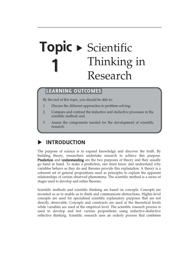 Topic 1 Scientific Thinking in Research | PDF | Scientific Method ...