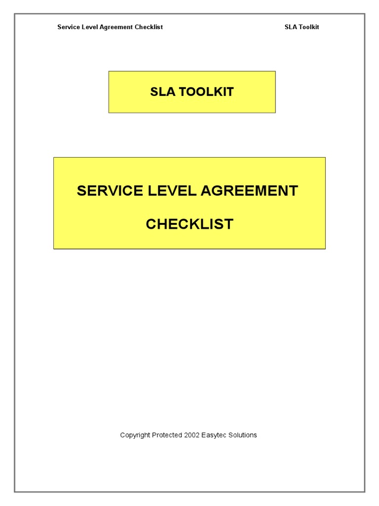 SLA - Checklist 1.0 | PDF | Service Level Agreement | Virtue