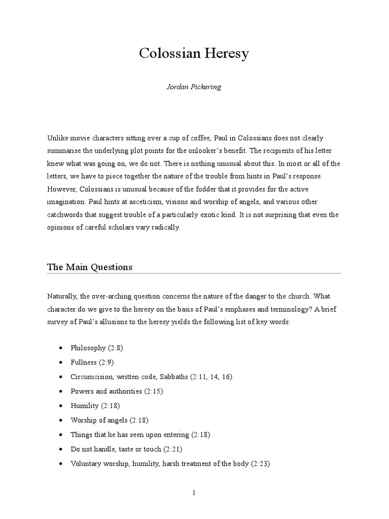 Colossian Heresy | PDF | Paul The Apostle | Epistle To The Colossians
