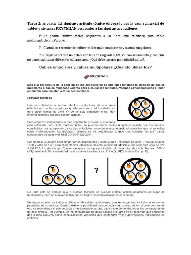 Cables Unipolares y Cables Multipolares | PDF | Corriente eléctrica | Color