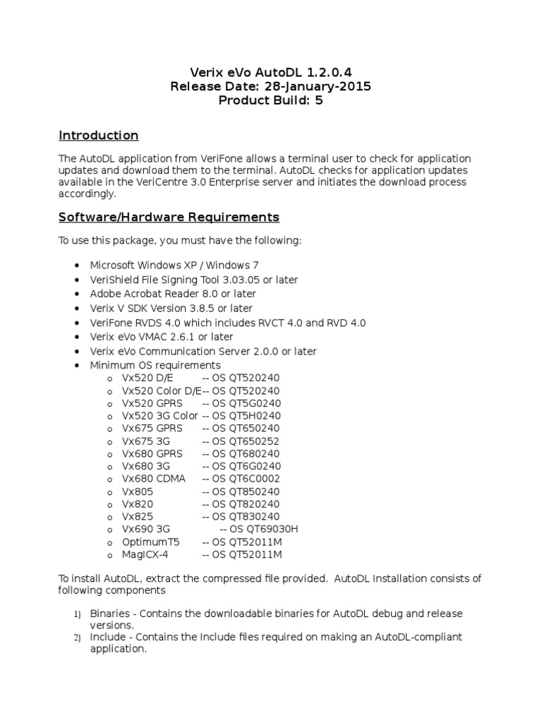 Verix EVo AutoDl 1 2 0 ReadMe | PDF | Installation (Computer Programs) | Microsoft Windows