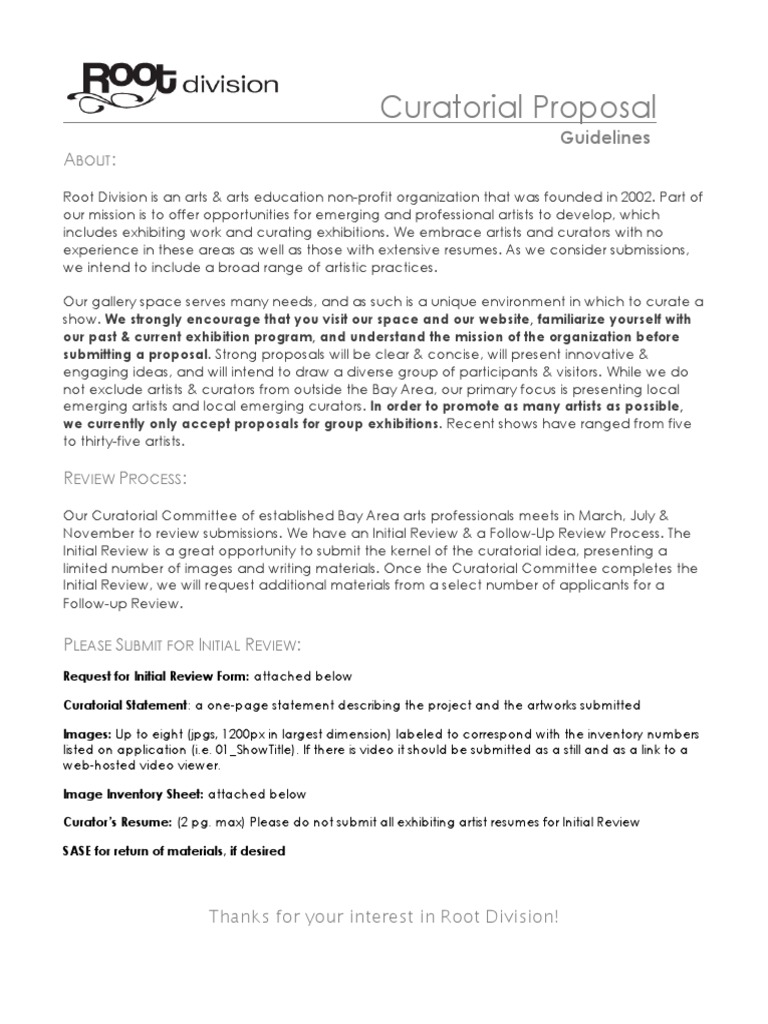 Curatorialproposalform 2014 Sampleform | PDF | Curator | Communication