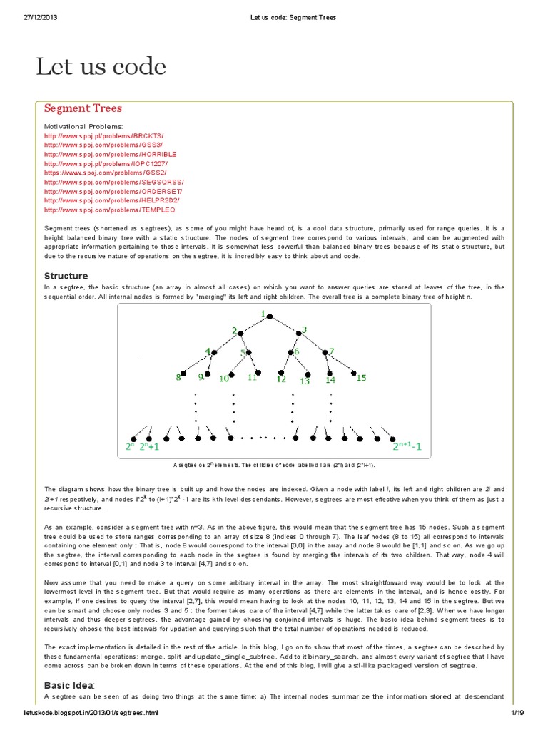 Segment Tree Pdf Pdf Array Data Structure Information Retrieval