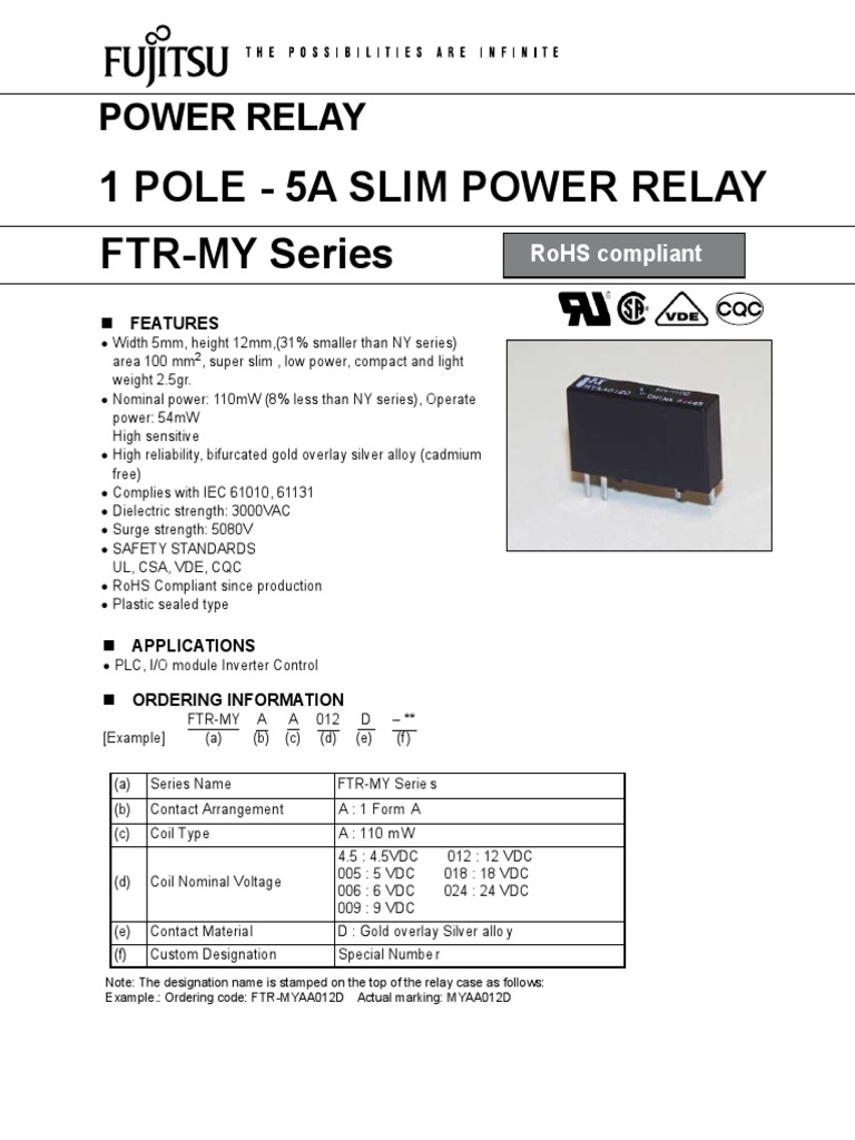 Datasheet Relay 12 V PDF | PDF | Electrical Resistance And Conductance ...