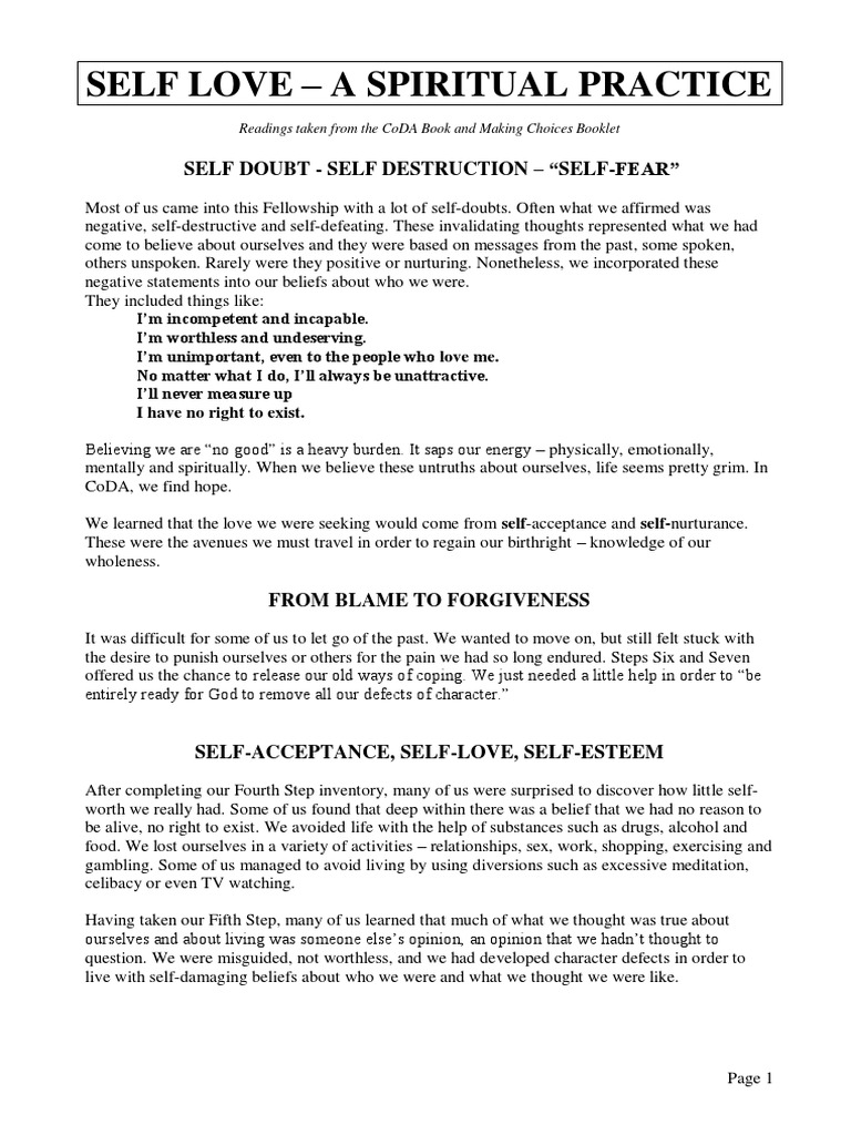 Self-Love as a Spiritual Practice | PDF | Forgiveness | Love