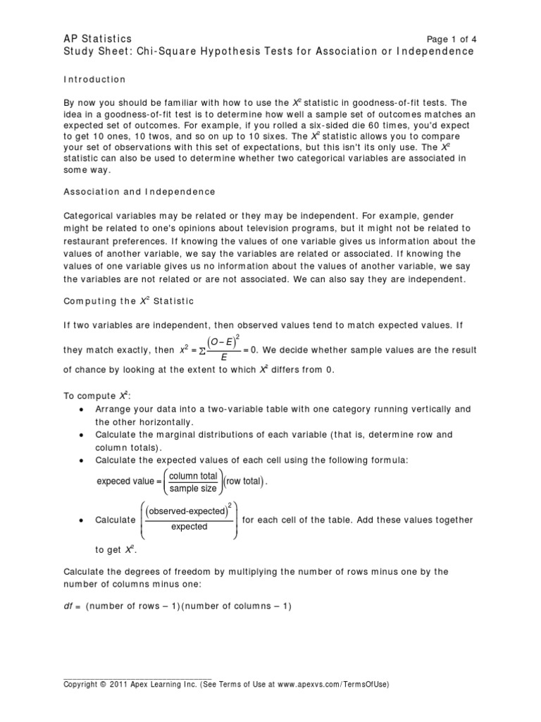 Statistics Study Guide Chi-Square | PDF | P Value | Chi Squared ...