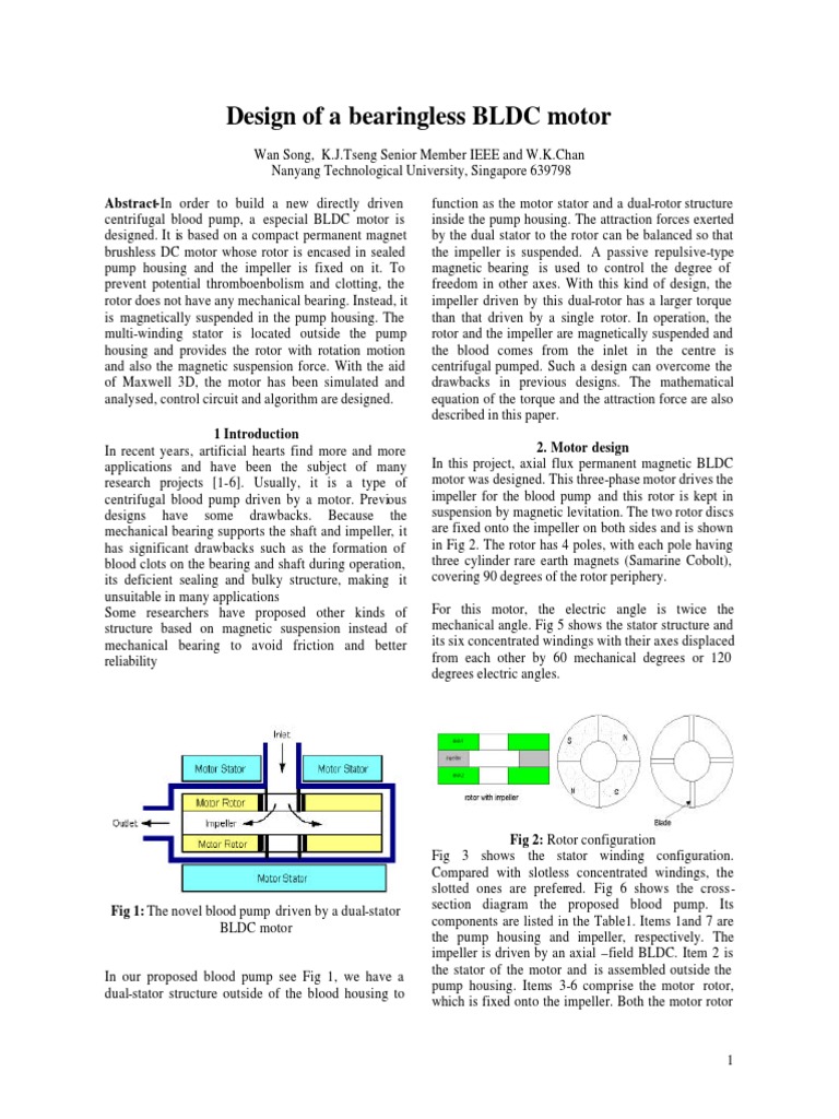 Design of A Bearingless BLDC Motor | PDF | Electromagnetism | Force