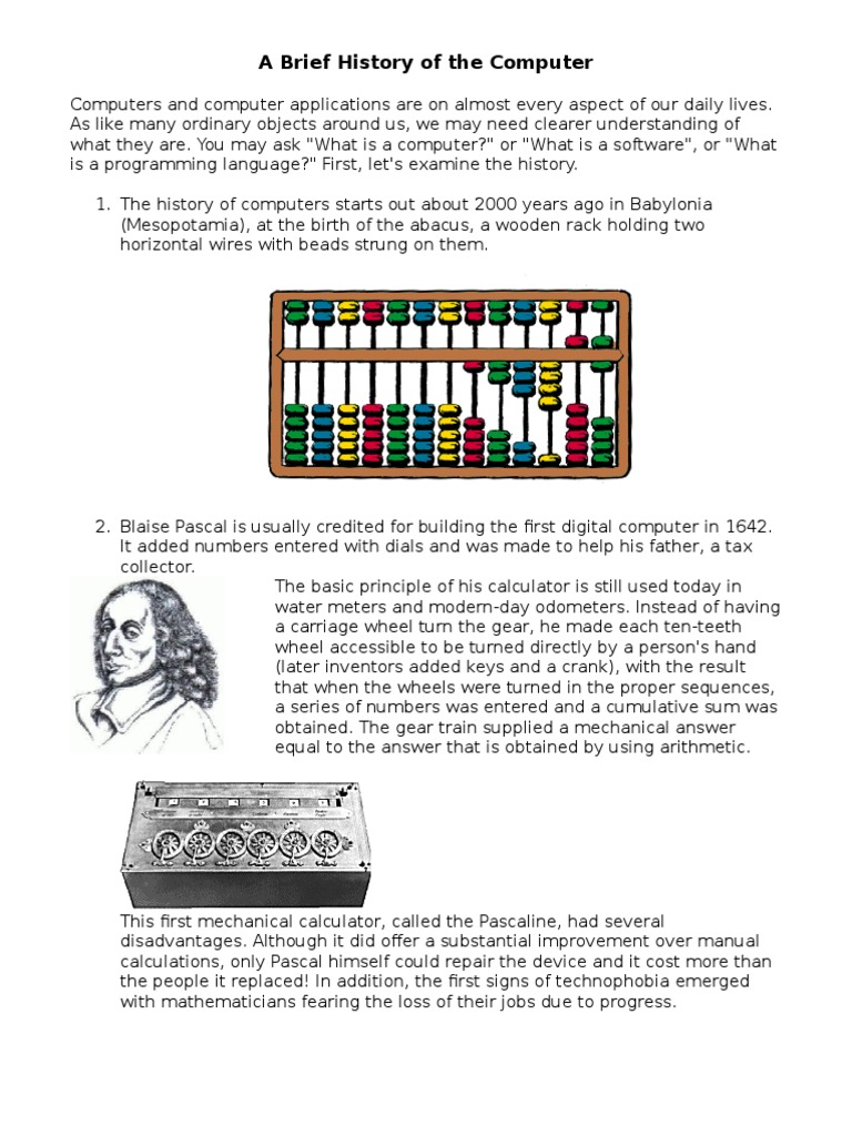 A Brief History of The Computer | PDF | Computer Data Storage | Areas ...