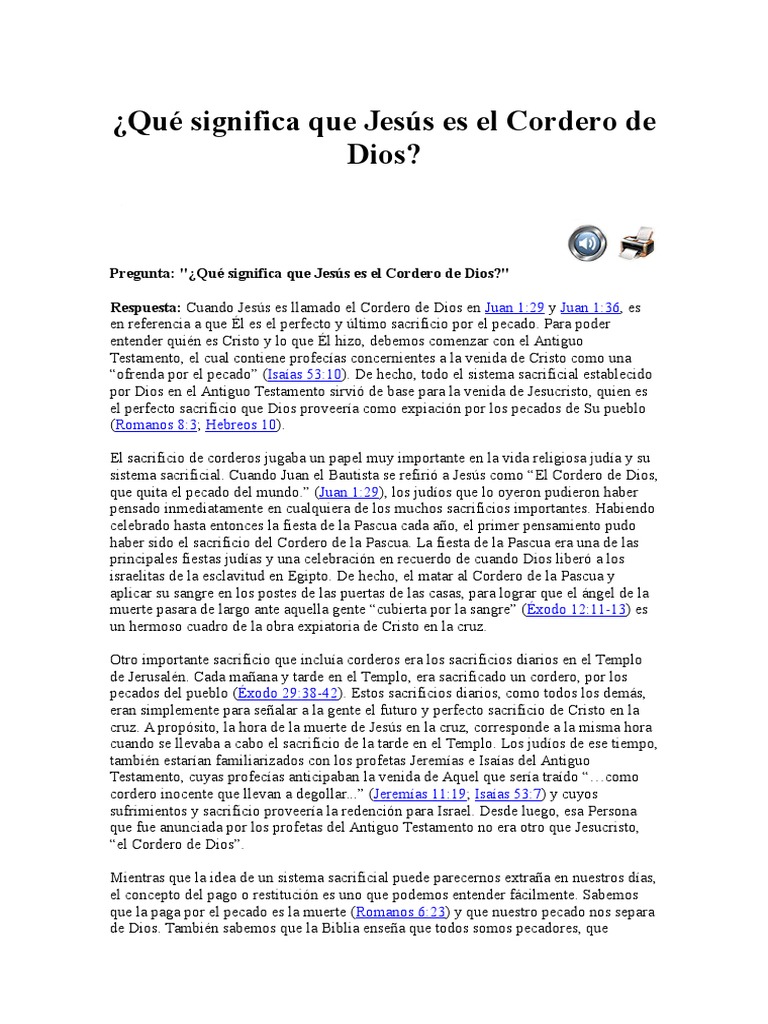 Qué Significa Que Jesús Es El Cordero de Dios | PDF | Cordero de Dios ...