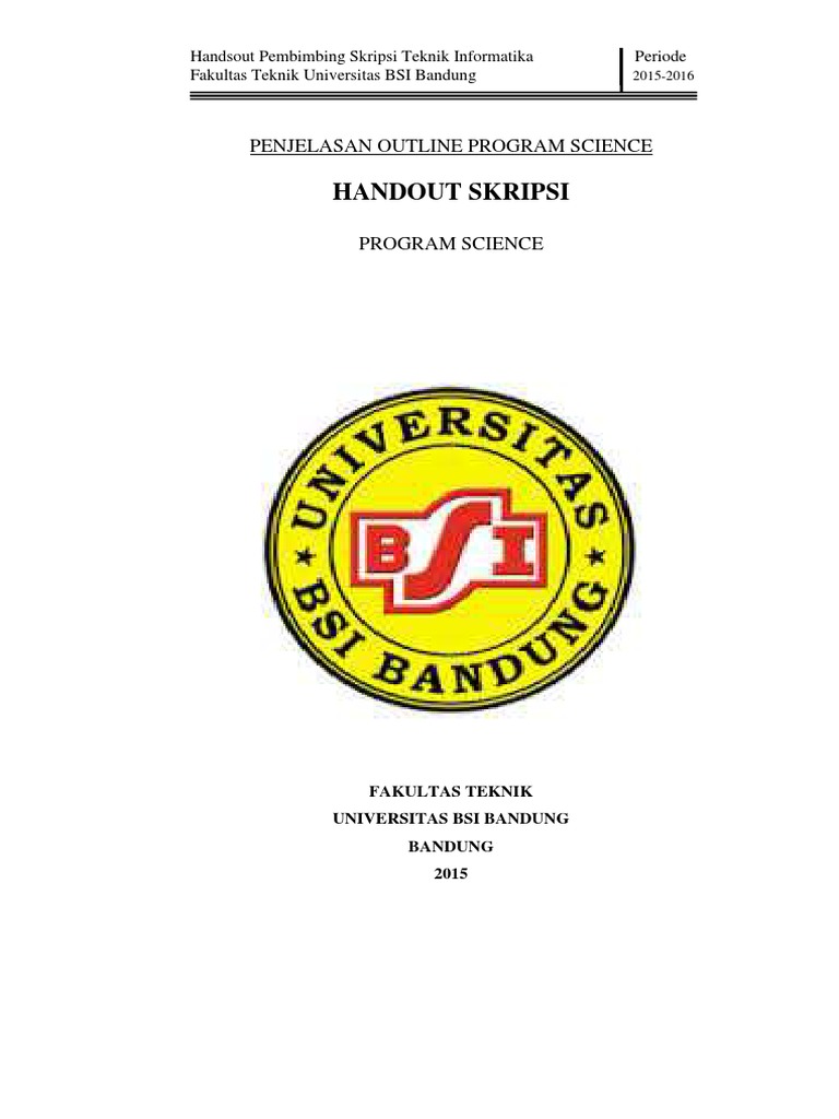 Penjelasan Outline Skripsi TI UBSI (2015) | PDF