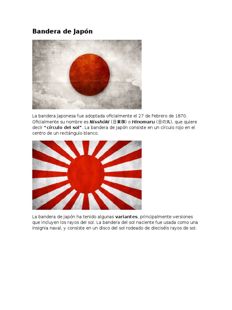La bandera nacional de Japón: historia y significado del Hinomaru | PDF ...
