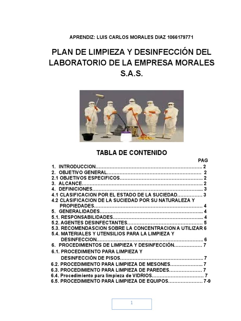 PLAN de Limpieza y Desinfeccion en Laboratorio de Alimentos. | Descargar gratis PDF | Detergente ...