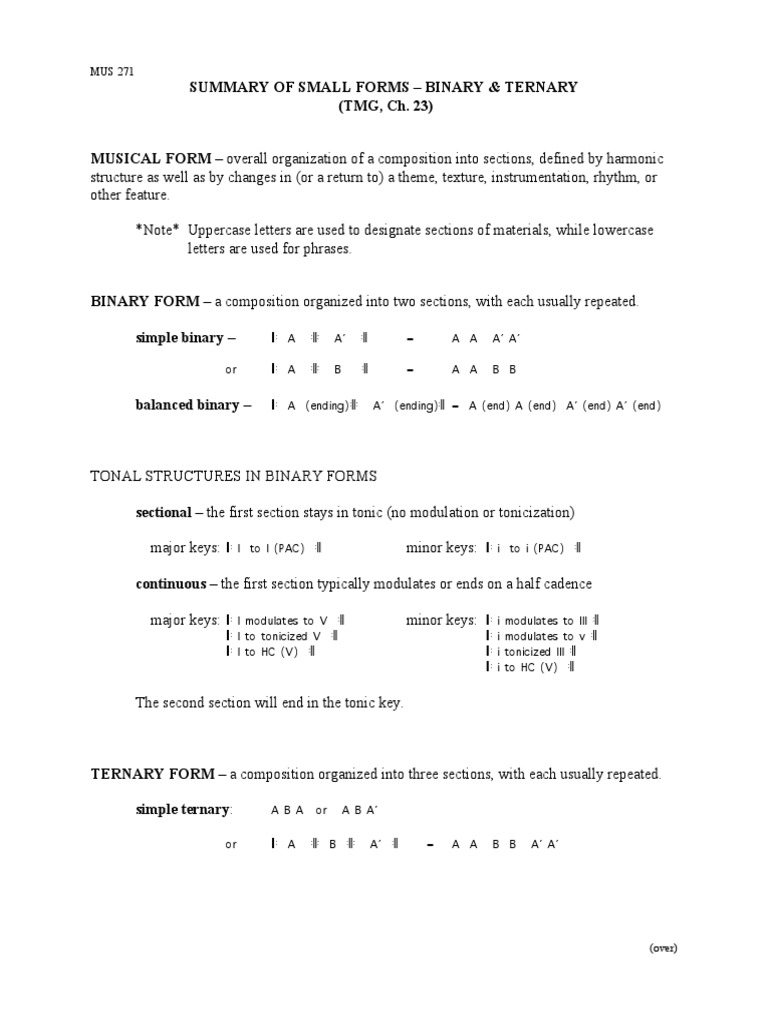 Small Forms Handout | PDF | Musical Forms | Elements Of Music