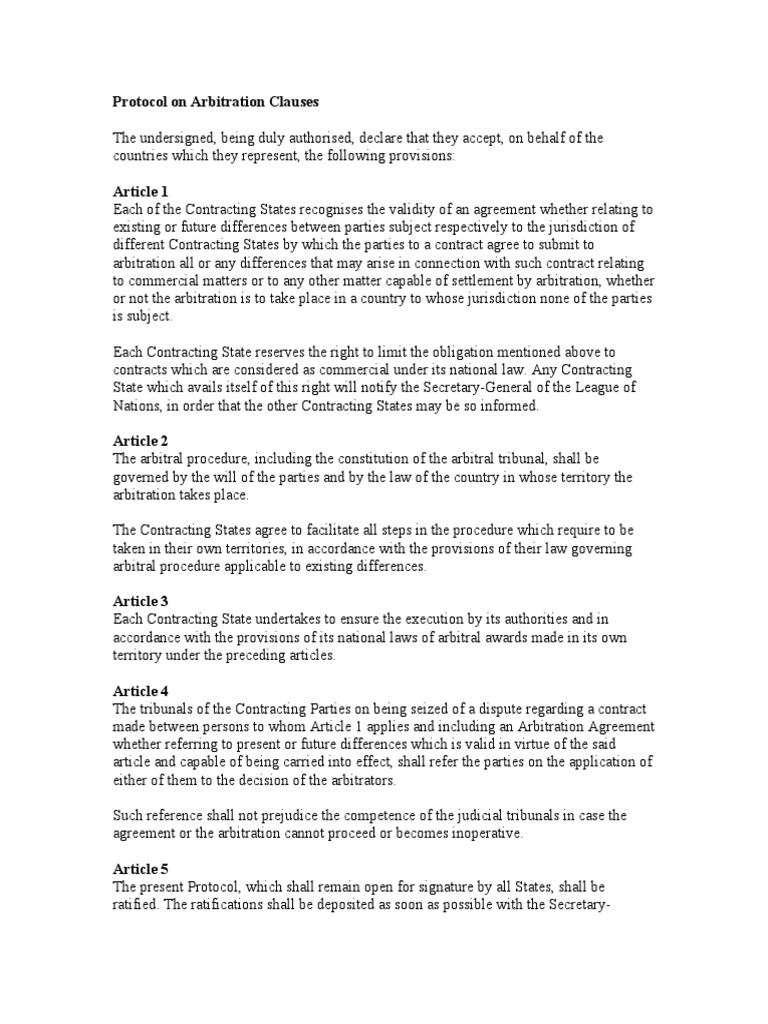The Geneva Protocol | PDF | Arbitration | Treaty