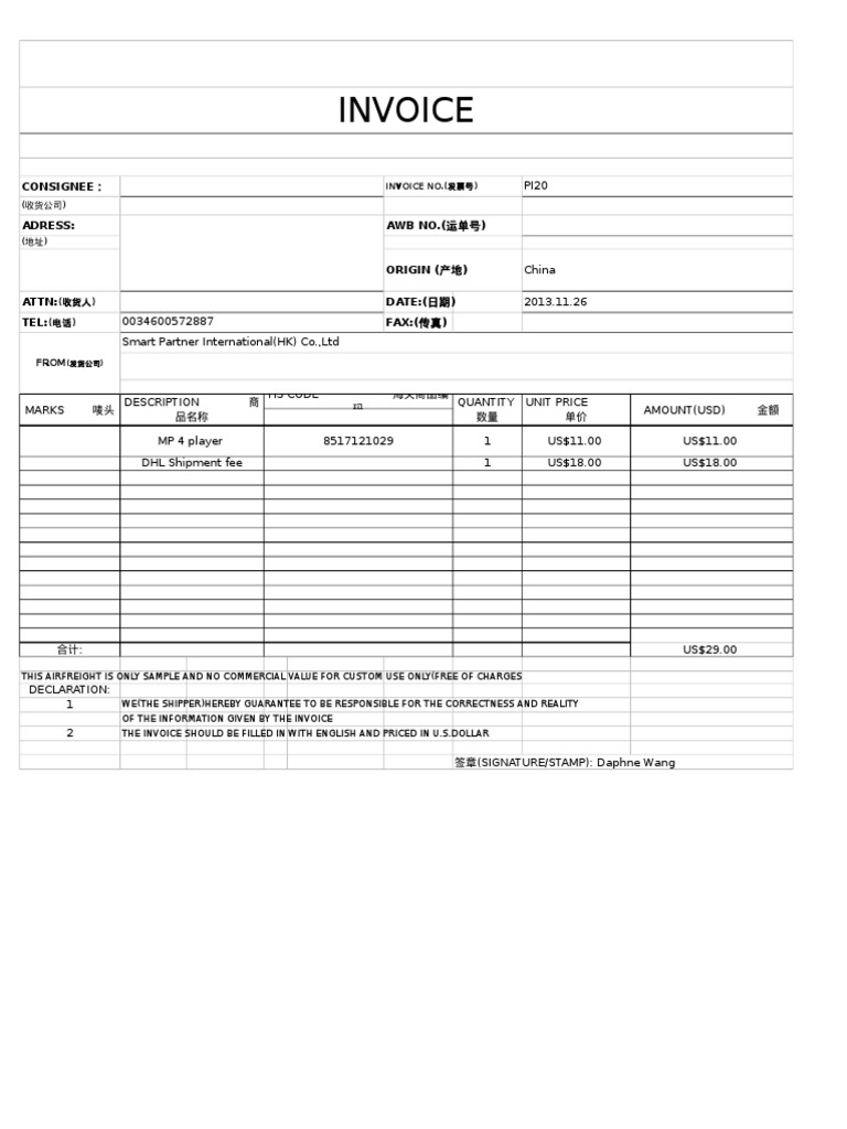 Customs Invoice | PDF