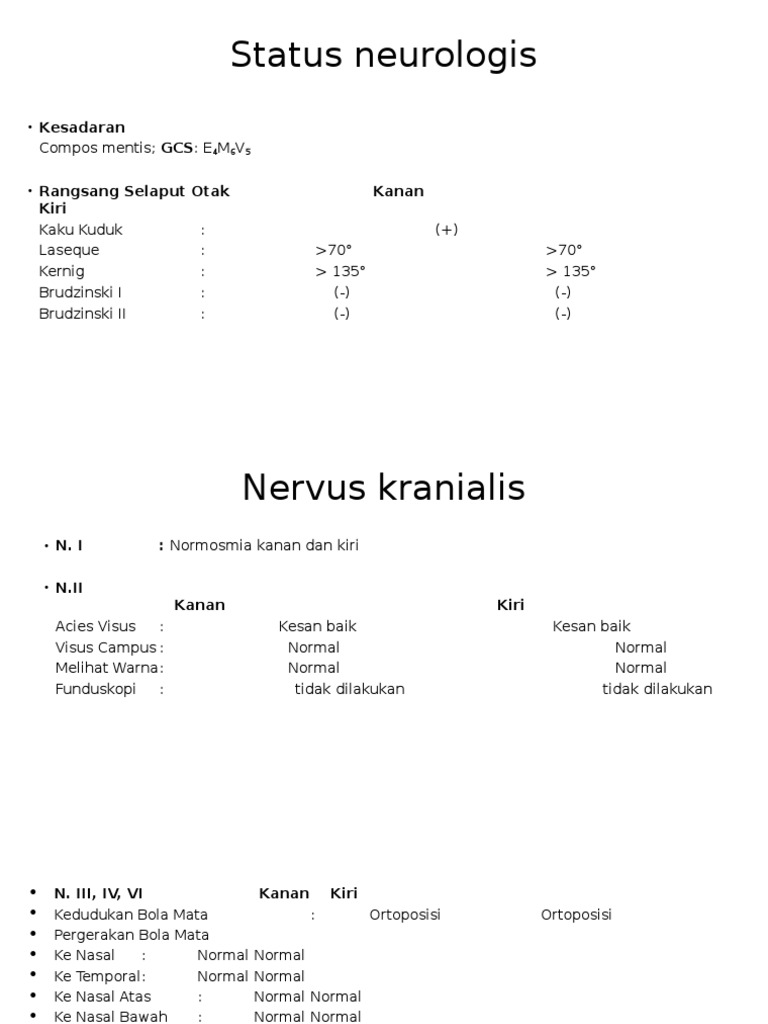 Status Neurologis Anak (Case) | PDF